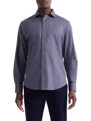 Bugatchi Axel Shaped Fit Brushed Mélange Button-up Shirt - Amethyst