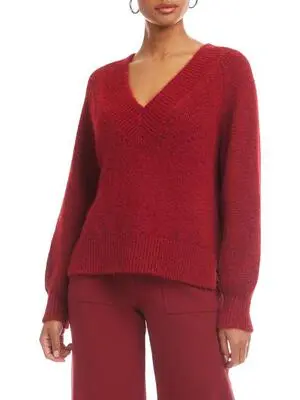 Fifteen Twenty Heather V-neck Sweater - Red