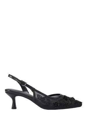Kurt Geiger Aria Low Beaded Mesh Heeled Courts - Black
