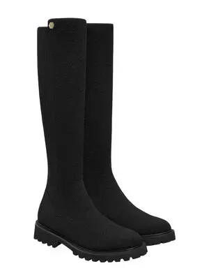 Vivaia Round-toe Stretch Knee-high Boots - Black