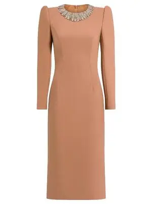Jenny Packham Cora Long-Sleeve Midi Dress Tawny