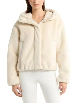 Zella Faux Fur Hooded Jacket - Beige Seashore