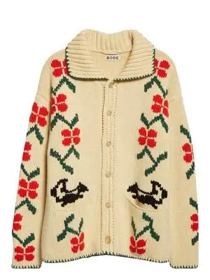 BODE Pirate Ship Virgin Wool Cardigan - Ivory