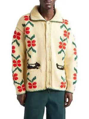 BODE Pirate Ship Virgin Wool Cardigan Ivory