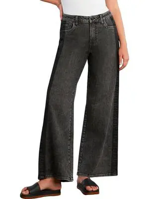 WASH LAB DENIM Relaxed Wide-leg Jeans - 2 Tone Grey