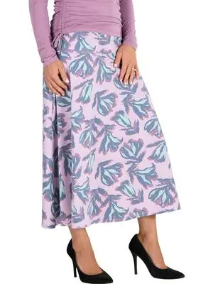 UV SKINZ A-line Upf 50+ Midi Skirt - Lavender Bloom