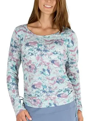 UV SKINZ Long Sleeve Ruched Tee - Dusk Flora