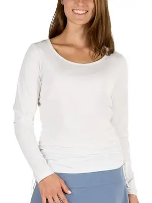 UV SKINZ Long Sleeve Ruched Tee - White