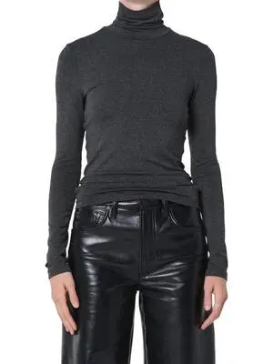 AGOLDE Pascale Turtleneck Top - Charcoal Heather