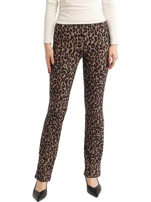 Spanx Leopard Print Slim Ponte Pants - Brown