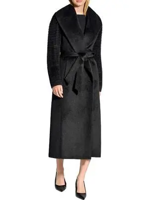 Sentaler Shawl Collar Alpaca Blend Wrap Coat - Black