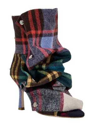 AZALEA WANG Birdsong Plaid Booties - Blue Multi