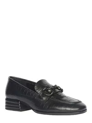 SAINT G Jacqueline Croc Embossed Loafer - Black