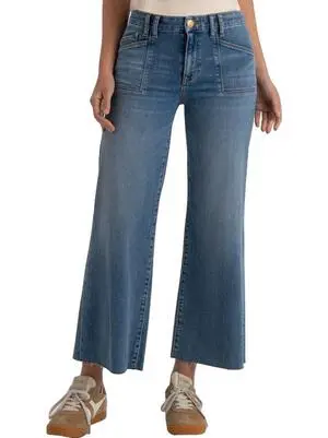 Kut From The Kloth High-waist Wide Leg Ankle Jeans With Raw Hem - Earn