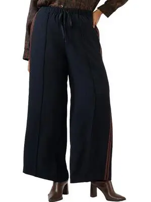 ESTELLE Wide Leg Pants - Navy/chocolate