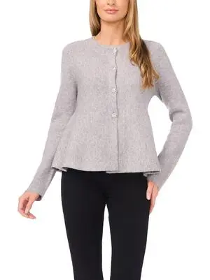 CECE DUPRAZ Peplum Cardigan - Light Heather Grey
