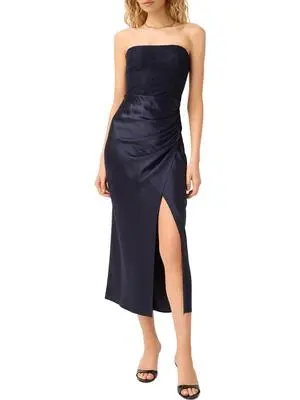 Cami Nyc Echo Strapless Mixed Media Dress - Navy