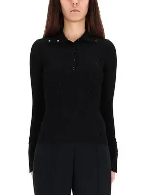 COURREGES Ribbed Polo - Black