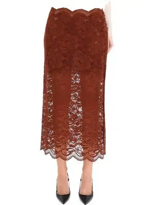 Rabanne Lace Midi Skirt - Brown