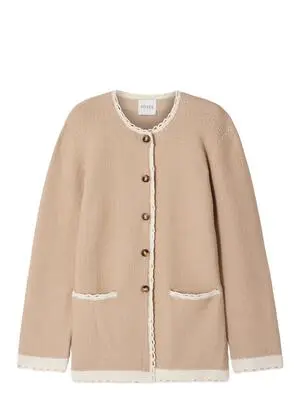Posse Willow Crochet-trimmed Knitted Cardigan - Brown