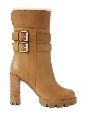 CHRISTIAN LOUBOUTIN Elisawalk 100 Buckled Leather Ankle Boots - Brown