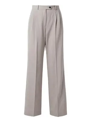 THE ROW Virgil Silk, Wool And Cotton-blend Trousers - Gray