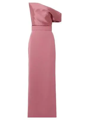 Solace London Magda Off-the-shoulder Belted Gown - Pink