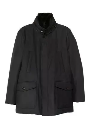 MOORER Fur Collar Pocket Jacket - Grey