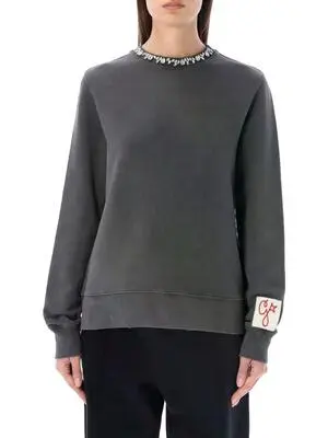 GOLDEN GOOSE Embellished Crewneck Sweatshirt With Distressed Treatment - Grey