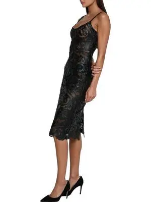 L & Apos;AGENCE Kazuko Lasercut Midi Dress Black
