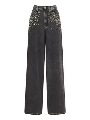 Rag & Bone Embellished Sofie Wide-leg Jeans - Blue