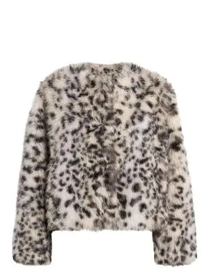 Claudie Pierlot Faux Fur Leopard Print Jacket - Brown