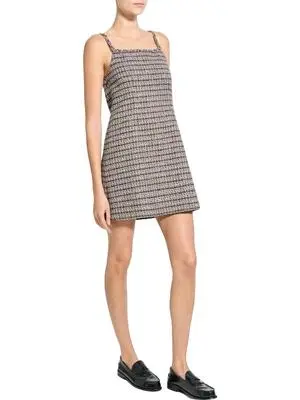 Theory Plaid Mini Shift Dress - Shale Mult