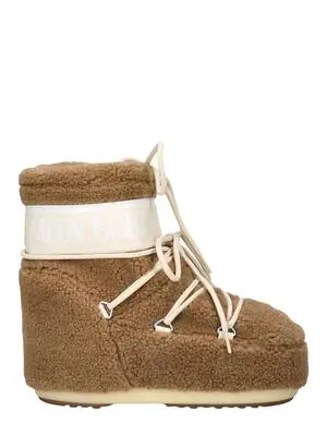Moon Boot Shearling Fleece Icon Ankle Boots - Beige