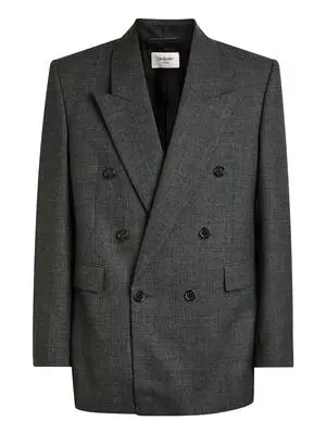 Saint Laurent Double-breasted Wool Blazer - Grey