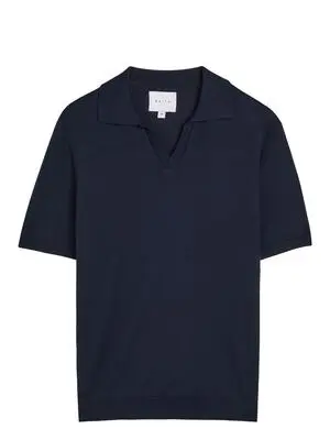 RAITH Open-collar Cotton Polo Shirt - Navy