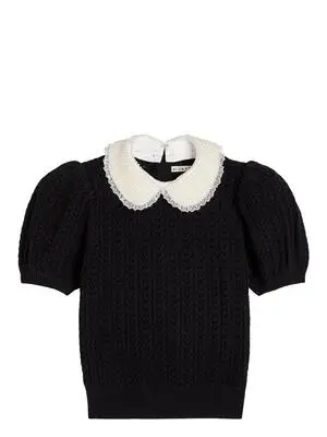 ALICE + OLIVIA Faux Pearl-Embellished Cotton-Blend Top