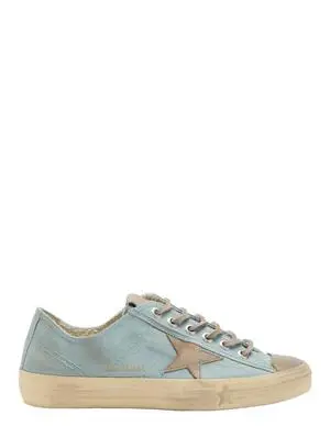 GOLDEN GOOSE V-star 2 Distressed Canvas Sneakers - Light Blue