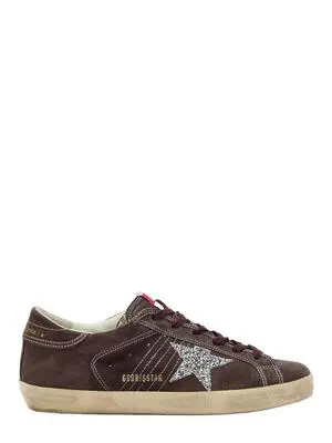 GOLDEN GOOSE Super-star Glittered Suede Sneakers - Brown