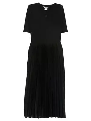 Dkny Short-sleeve Pleated Midi Dress - Black