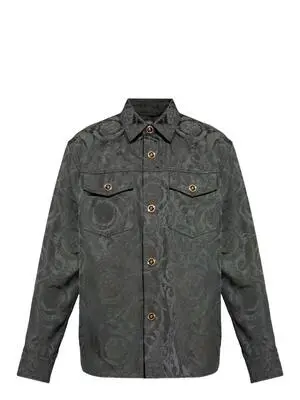 Versace Barocco-print Buttoned Overshirt - Grey