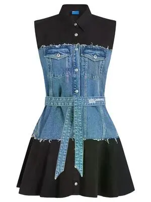 Karl Lagerfeld Denim-paneled Sleeveless Mini Dress - Blue