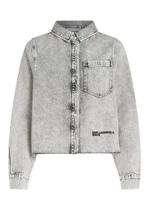 Karl Lagerfeld Bleached Denim Shirt - Grey