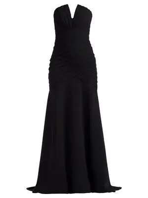 Tadashi Shoji Pleated Strapless Maxi Dress - Black