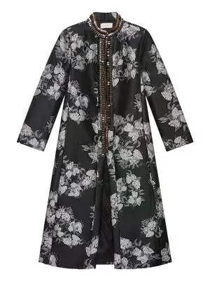Malìparmi Floral-print Crystal-embellished Coat - Black