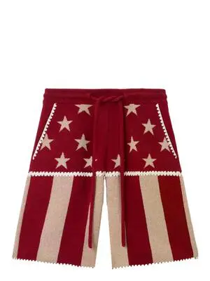 Palm Angels Stars And Stripes Knit Shorts - Red