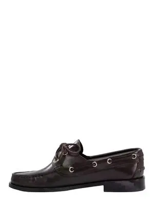 AeydĒ Harris Lace-up Leather Boat Shoes - Brown