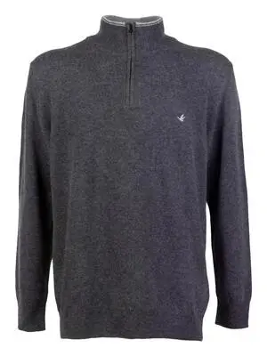 BROOKSFIELD Zip Mock-neck Sweater - Grey