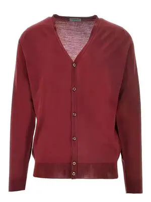 John Smedley Petworth V-neck Buttoned Cardigan - Red