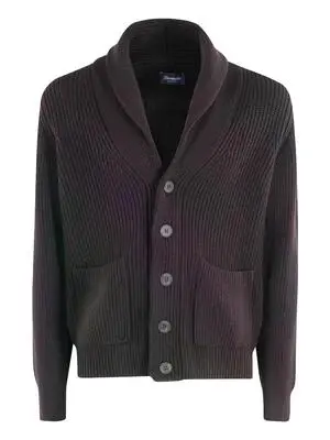 DRUMOHR Buttoned Shawl-collar Cardigan - Brown